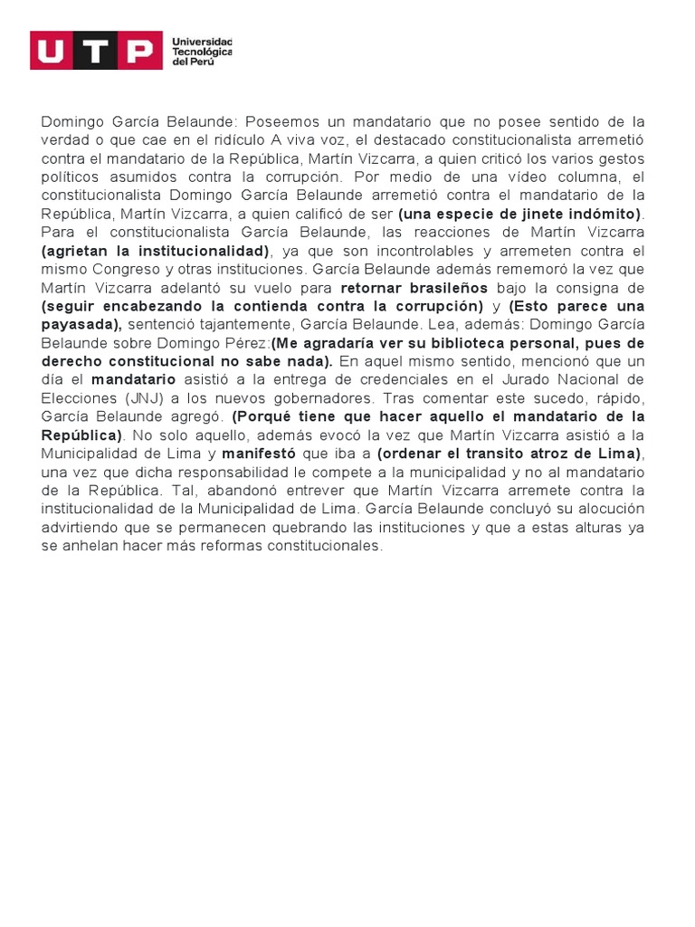 Constitucionalista Domingo García Belaunde critica las acciones ...
