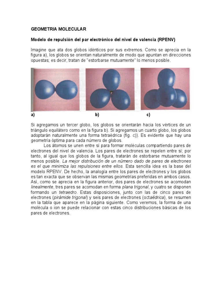 Geometría Molecular RPENV | PDF | Enlace químico | Polaridad química