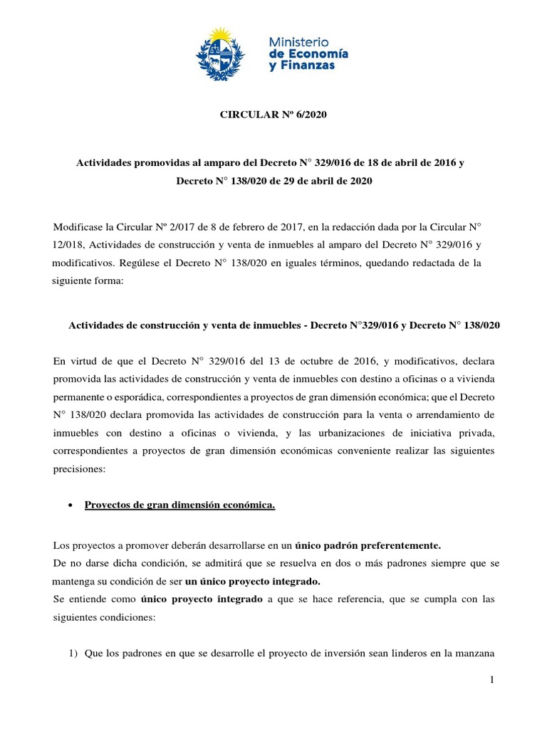 Circular 6 2020 Definicion Y Carascteristicas Para La Aplicacion Del