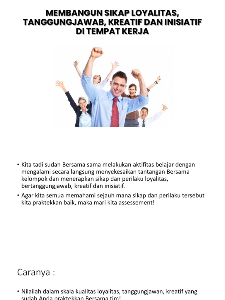 Materi Kelas Membangun Loyalitas, Tanggungjawab, Kreatif Dan Inisiatif ...