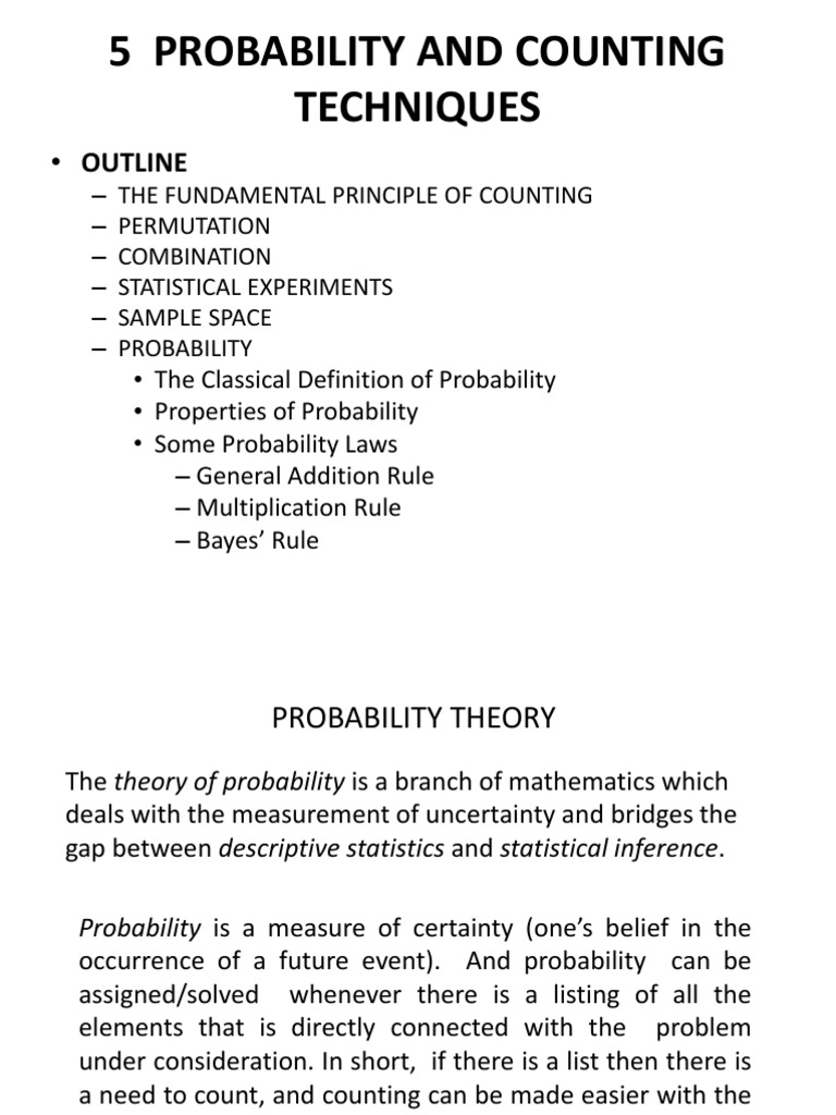 5 Probability and Counting Techniques | PDF | Probability | Experiment