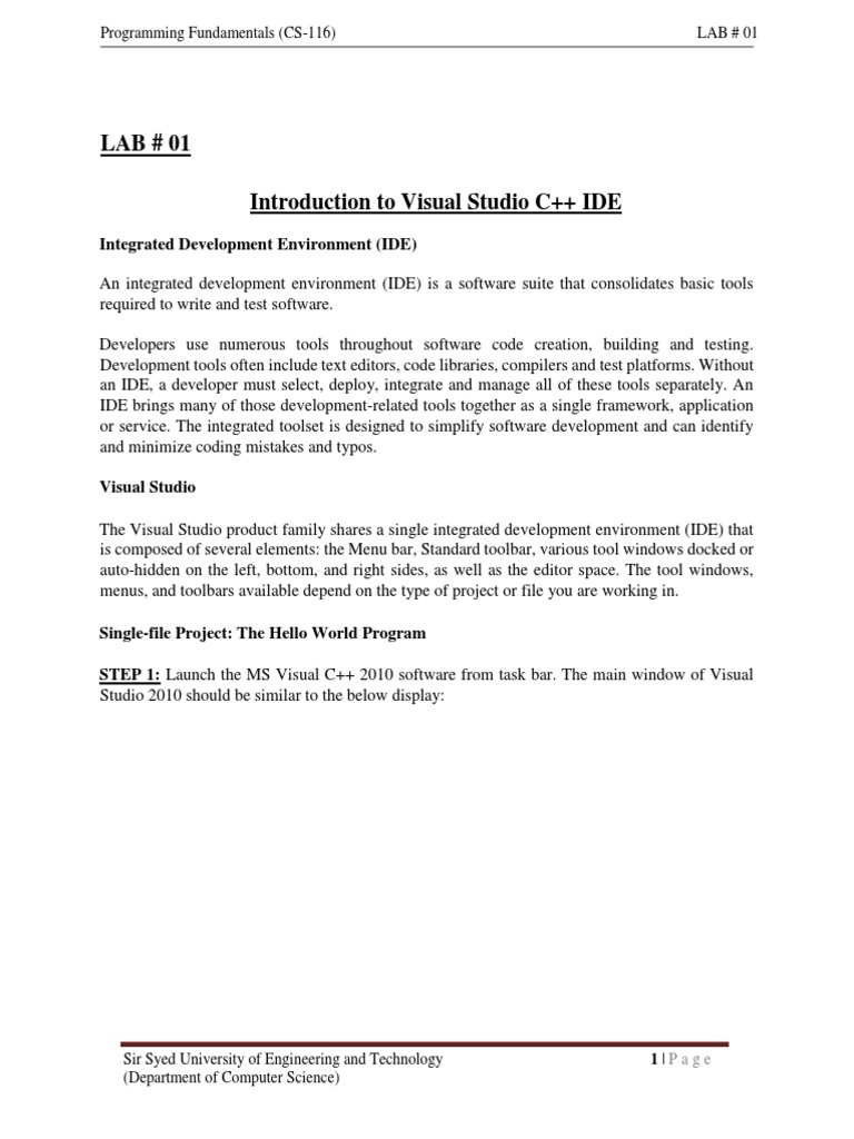 Lab Session 1 | PDF | Microsoft Visual Studio | Software