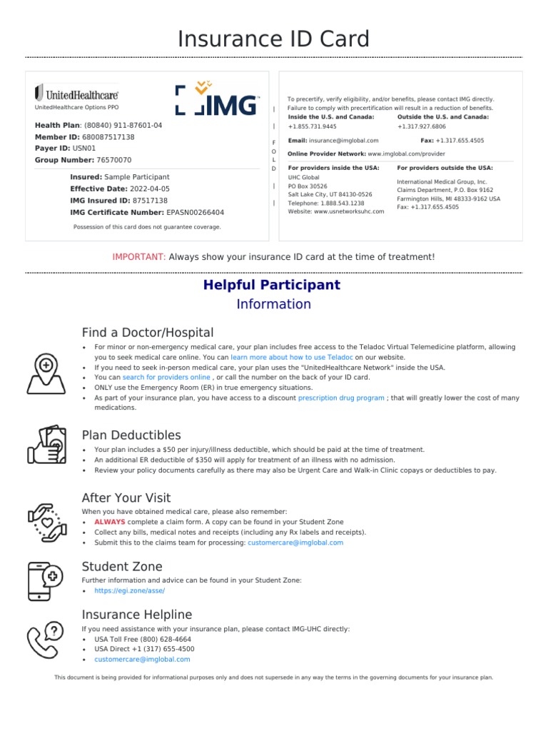2022 Sample Insurance Card 20220806 161758 | PDF | Deductible ...