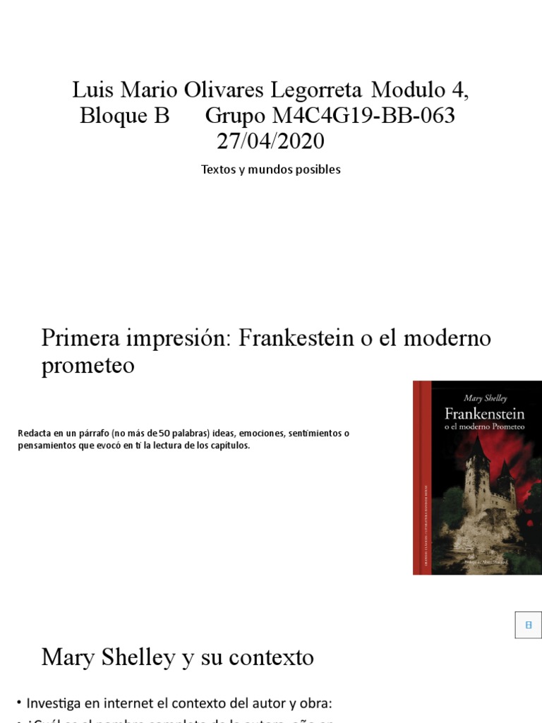 Actividad Integradora 3 Modulo 4 | PDF | Frankenstein