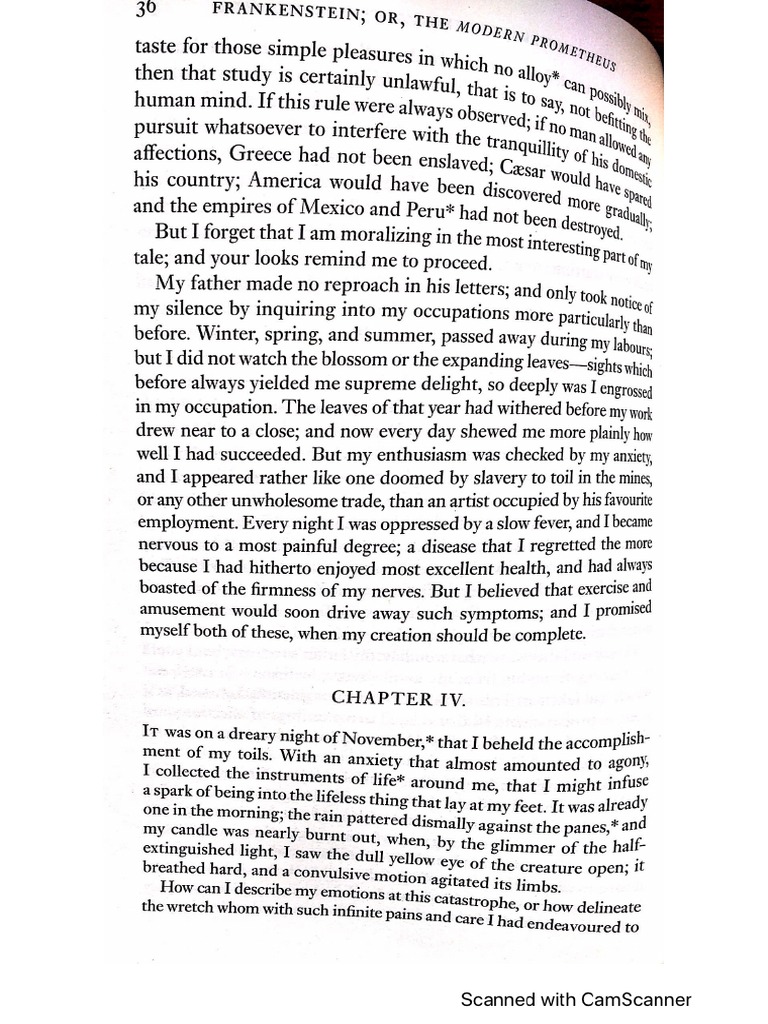 Shelley Frankenstein Chapter 5 | PDF