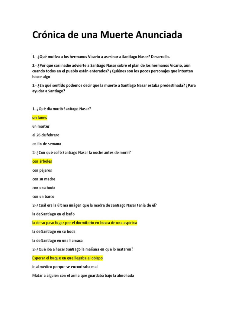 Crónica de Una Muerte Anunciada | PDF