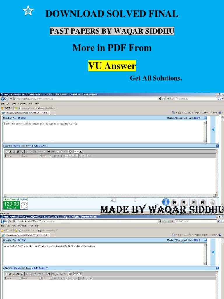 CS101 Final Term Subjective by Waqar Siddhu | PDF