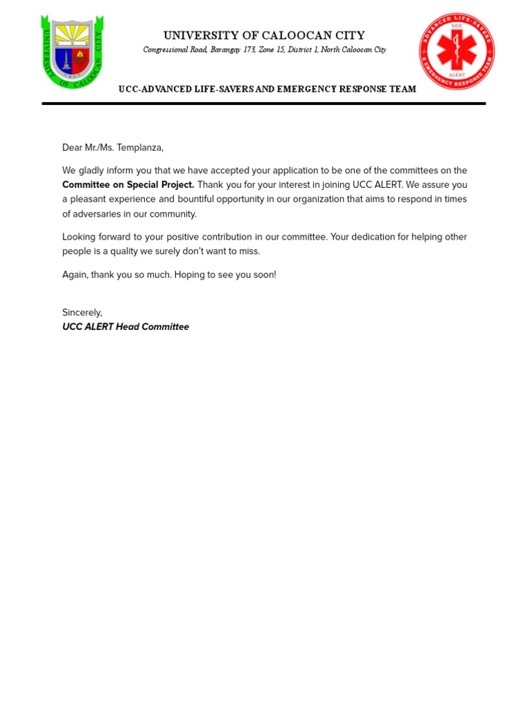 Letter of Acceptance | PDF