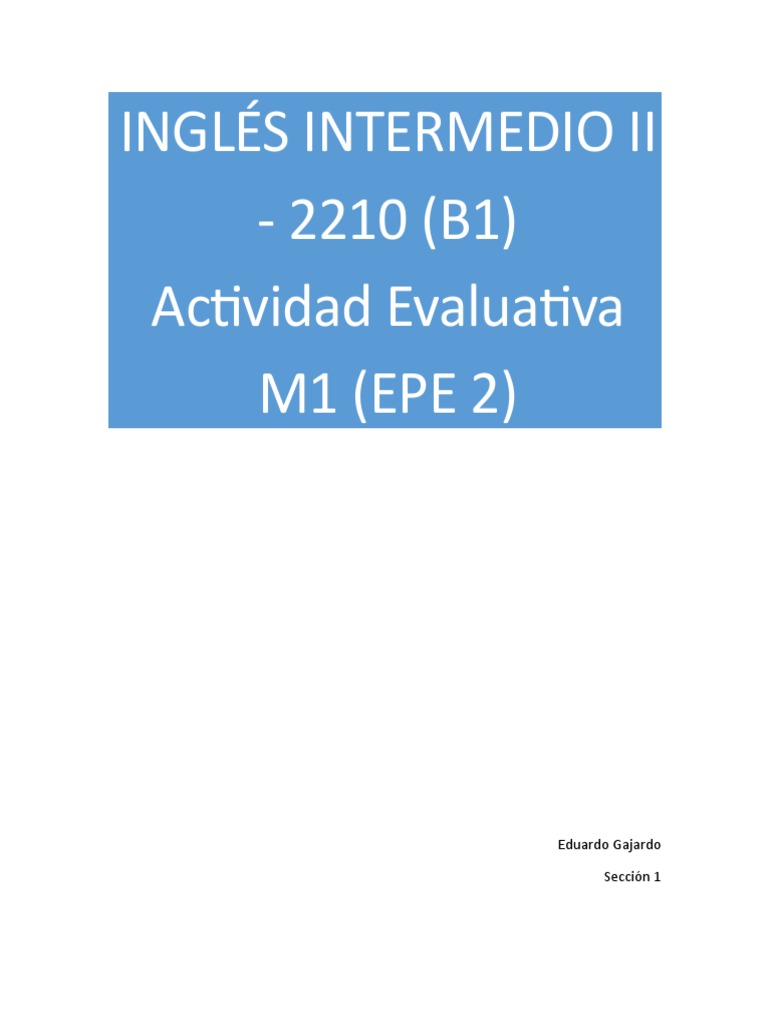 Actividad de Inglés Intermedio II | PDF