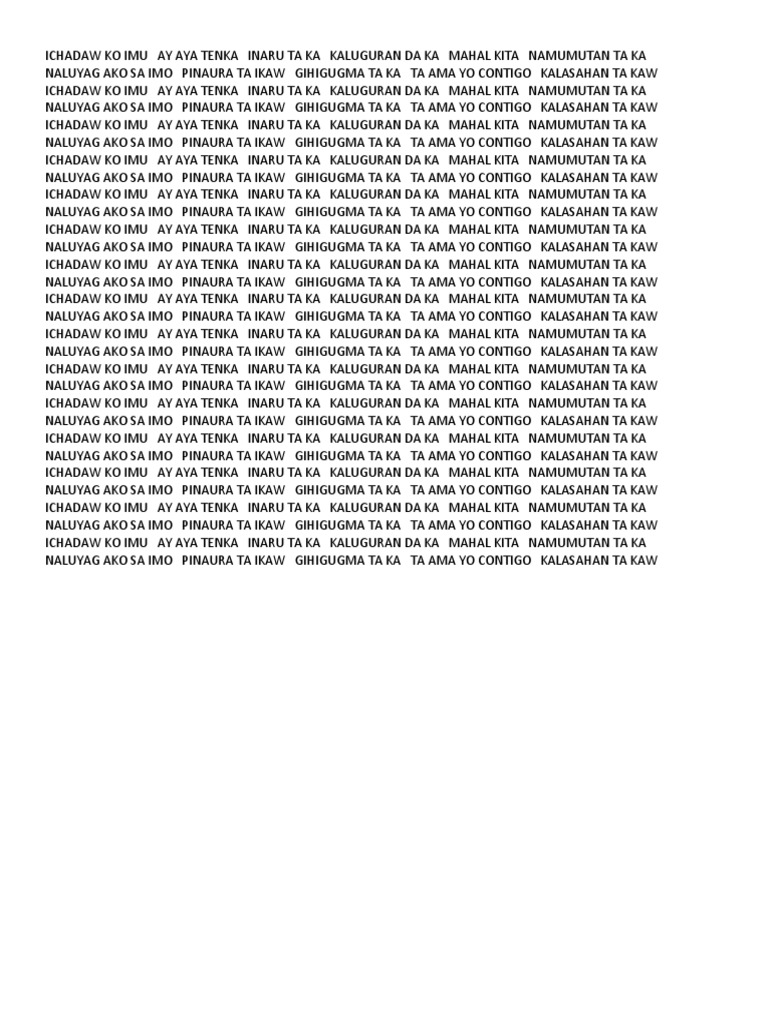 Ichadaw Ko Imu Ay Aya Tenka Inaru Ta Ka Kaluguran Da Ka Mahal Kita Namumutan Ta Ka | PDF