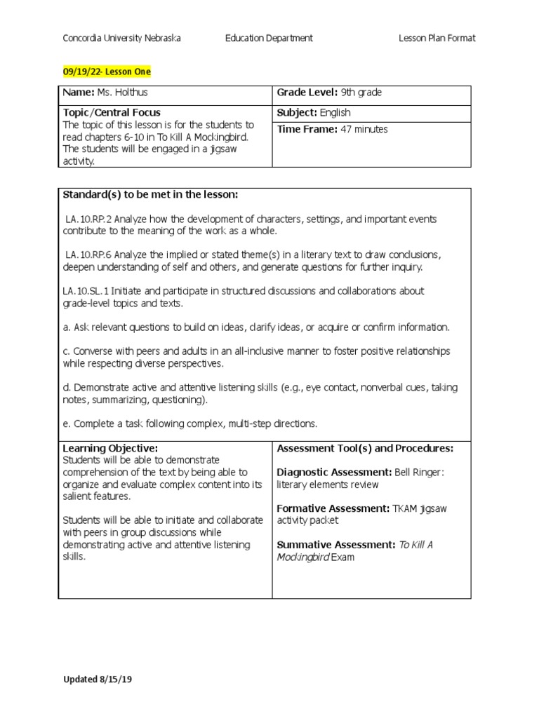 lesson plans | PDF | Reading Comprehension | Educational Assessment