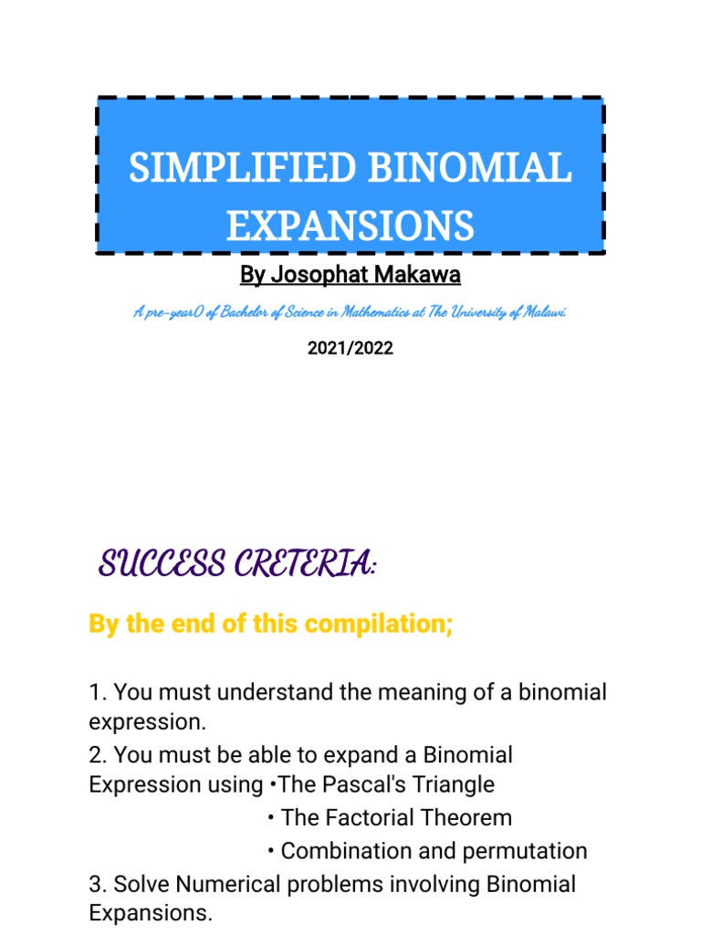 Binomial Expansion Guide | PDF | Combinatorics | Mathematical Analysis
