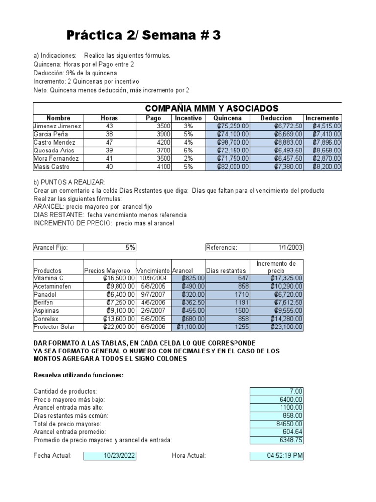Practica 2 y 3 Excel | PDF | Salario | Economias