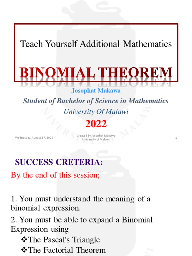 Binomial Expansions - J. Makawa | PDF | Mathematical Objects | Mathematical Analysis