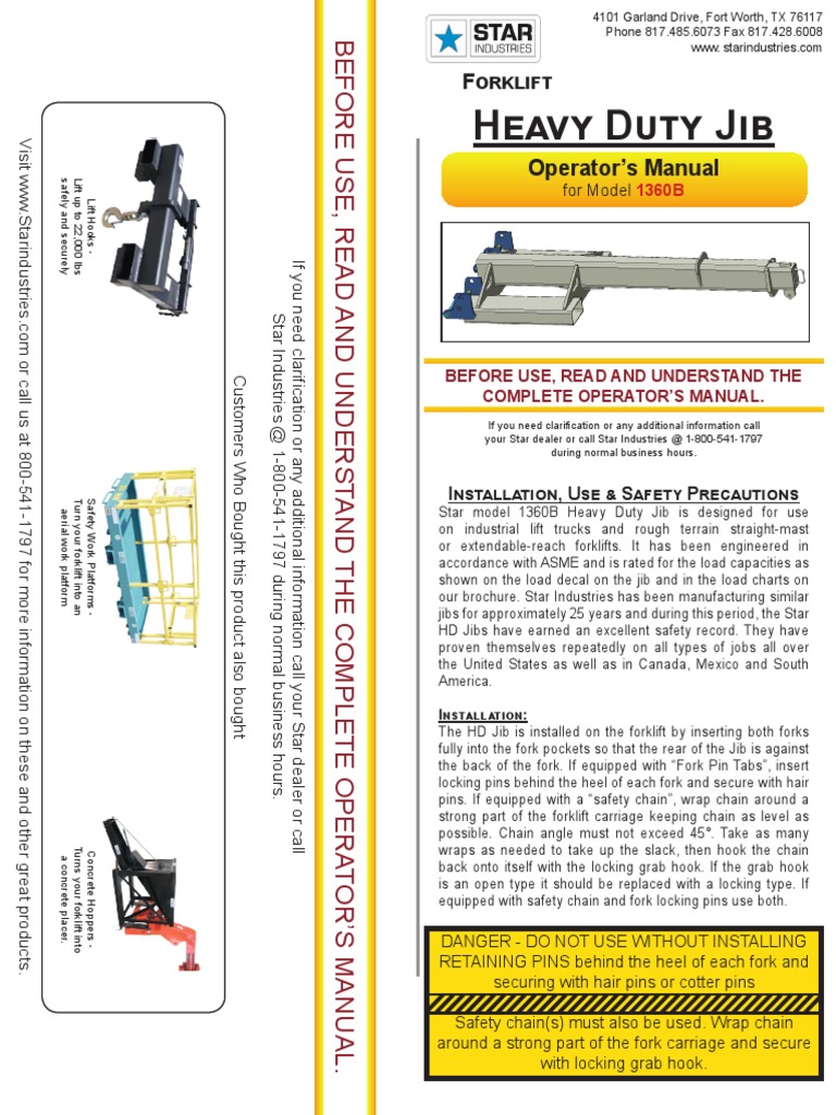 Jib Boom Manual | PDF | Forklift | Elevator