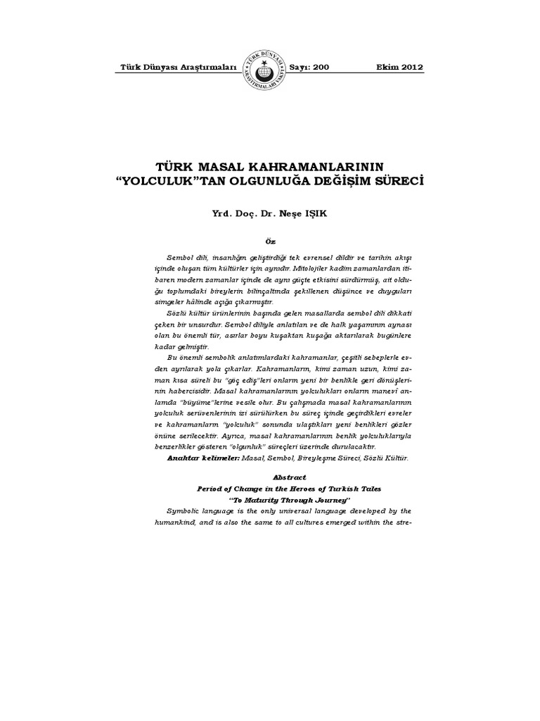 Nese Isik Turk Masal Kahramanlari | PDF