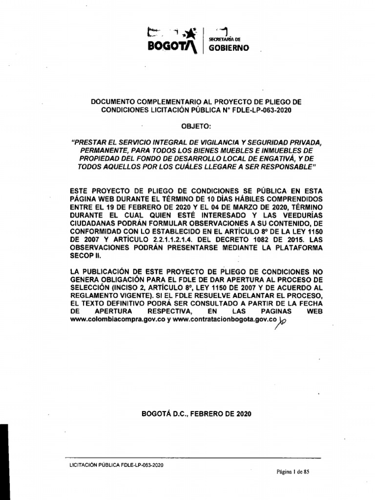 Proyecto Pliego de Condiciones | PDF