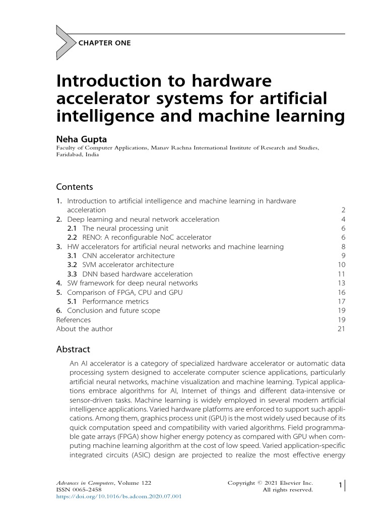 Introduction To Hardware Accelerator Systems For Artificial Intelligence and Machine Learning ...
