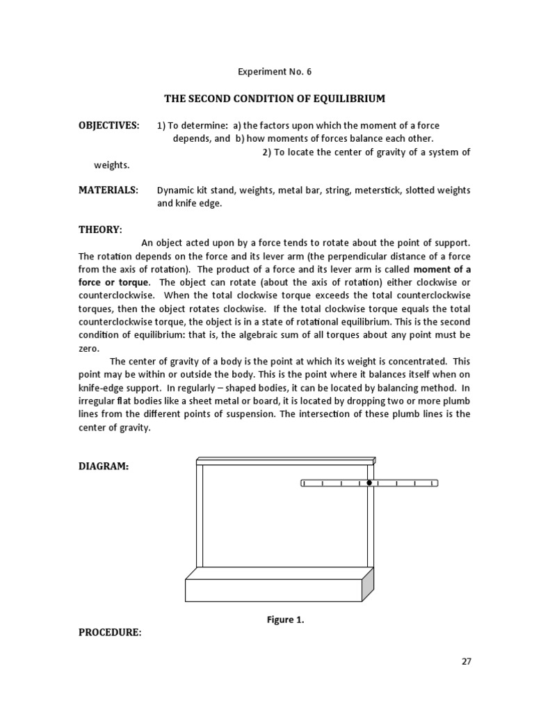 12 Exp 6 SECOND CONDITION OF EQUILIBRIUM 27 32 | PDF | Torque | Force