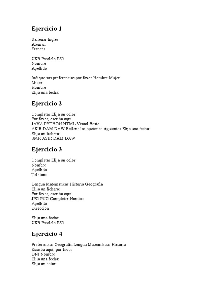 Formularios Ejercicio 4 | PDF