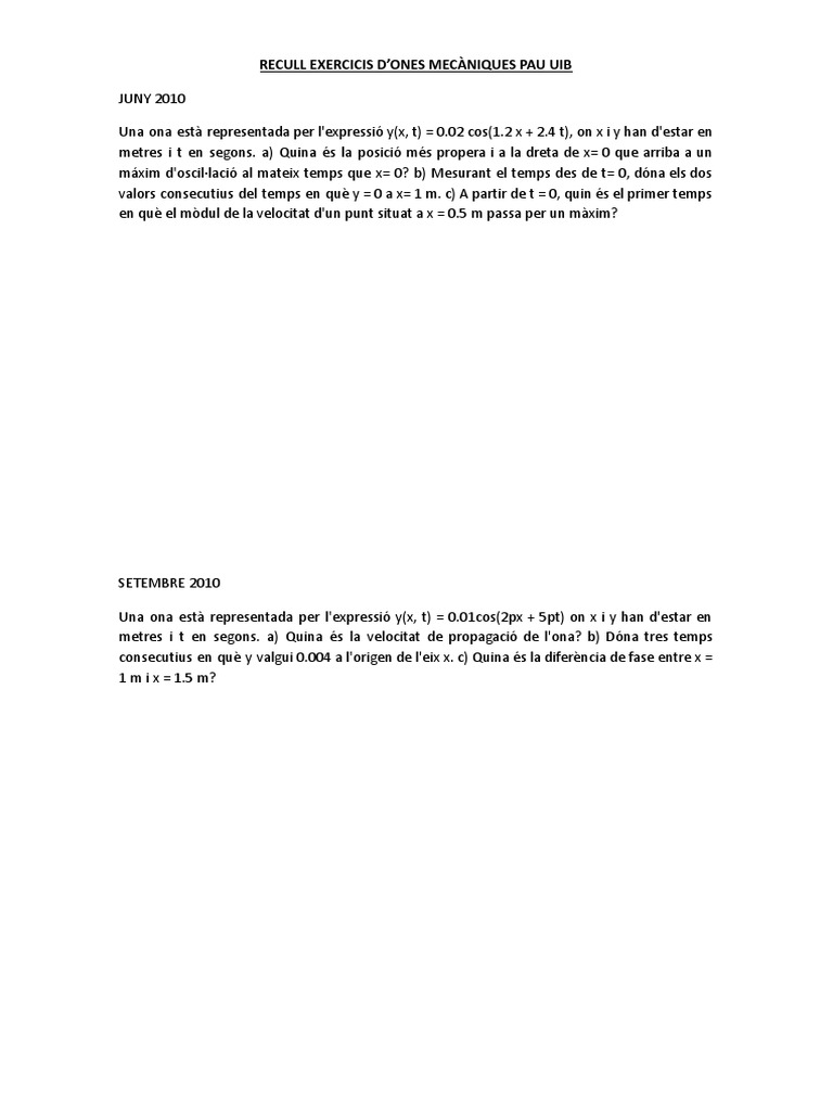 Recull Exercicis Ones | PDF