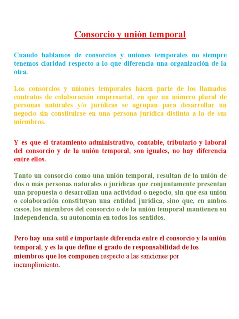 Consorcio y Unión Temporal | PDF | Consorcio | Gobierno