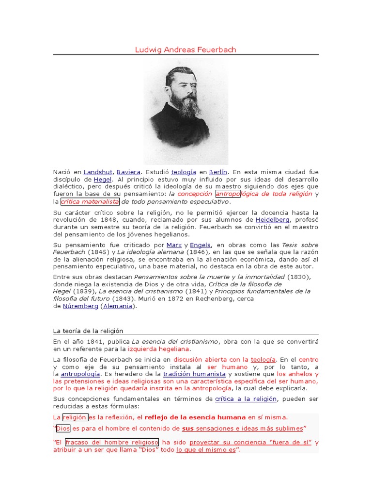 Feuerbach | PDF | Movimientos filosóficos | Teorías filosóficas