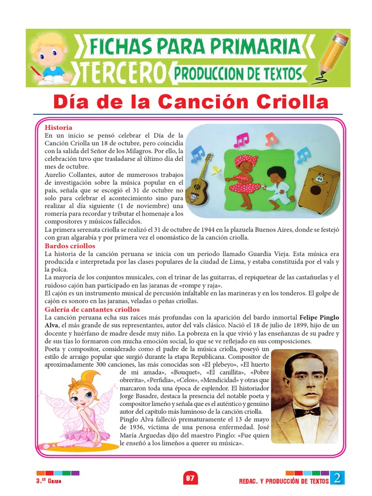 Día de La Canción Criolla para Tercero de Primaria | PDF | Perú ...
