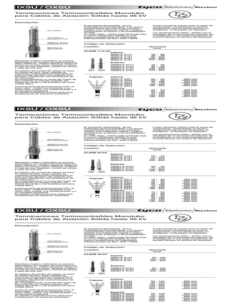 Catalogo Terminal Raychem Corto | PDF | Materiales | Electricidad