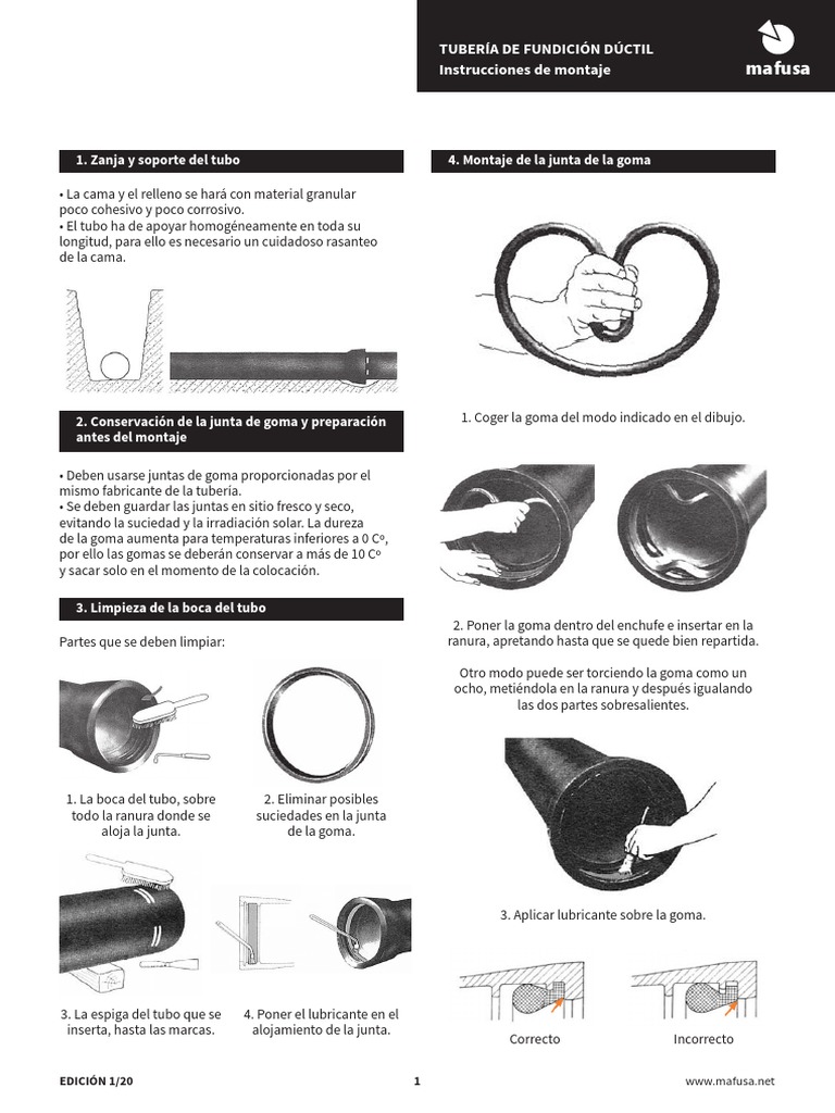 Instrucciones de Montaje de Tuberías Mafusa | PDF | Tubería (transporte ...