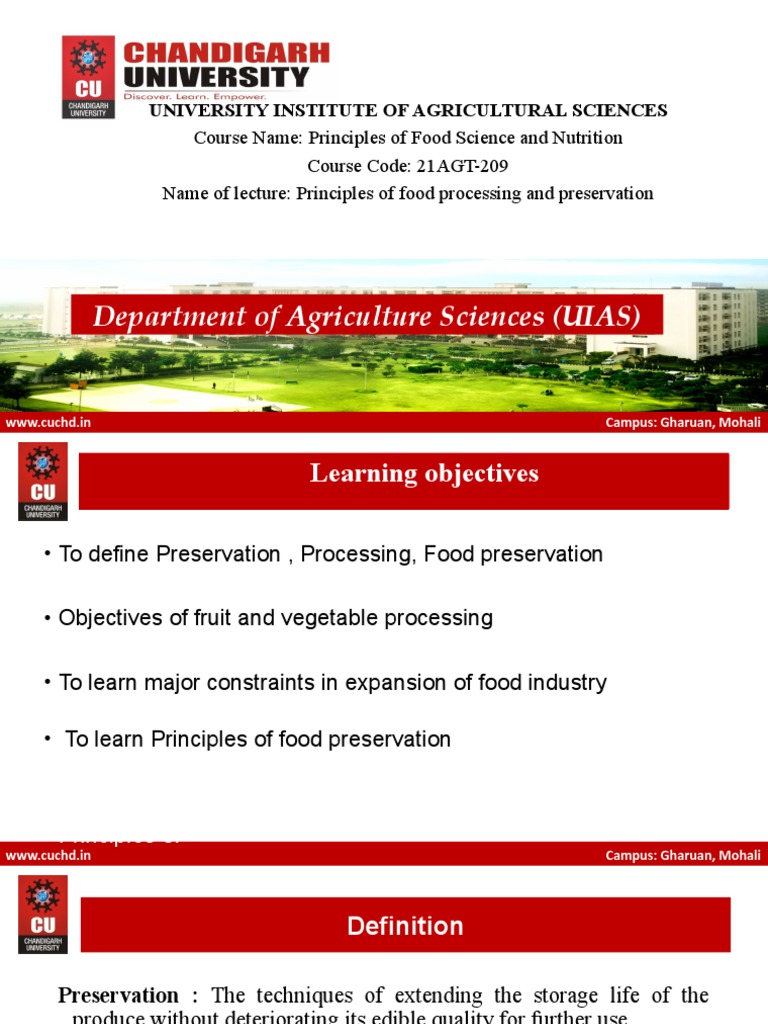 Lecture 2.2 Principles of Food Processing | PDF | Food Preservation | Foods