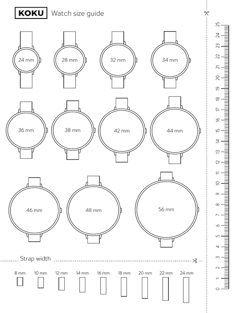 Watch Size Guide: 24 MM 28 MM 32 MM 34 MM | PDF | Manufactured Goods