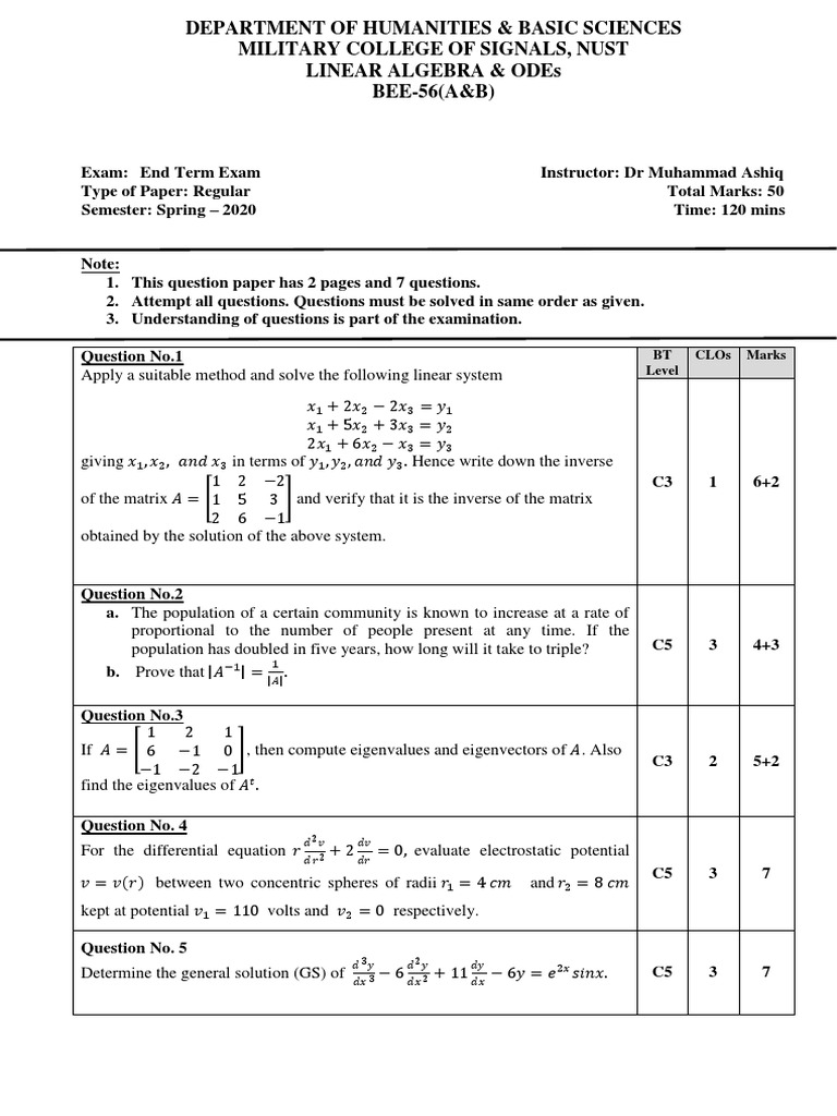 La - Ode 2019 | PDF | Eigenvalues And Eigenvectors | Ordinary Differential Equation