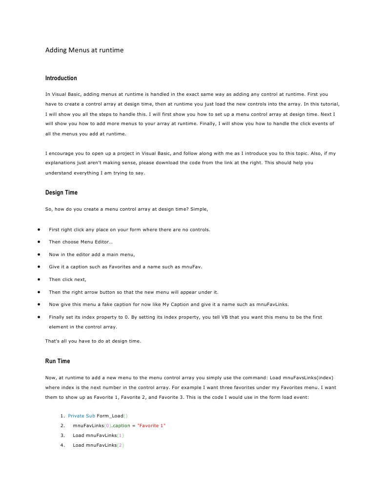 Adding Menus At Runtime Pdf