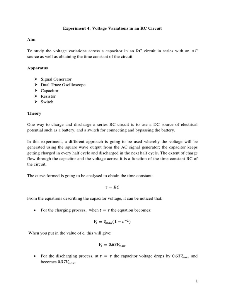 RC Circuit Voltage Variation Experiment | PDF | Electrical Network | Capacitor