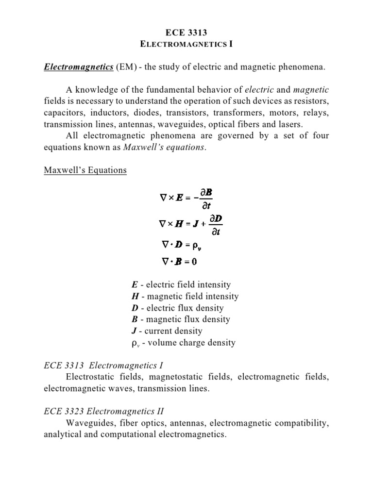 Electromagnetics (EM) - The Study of Electric and Magnetic Phenomena | PDF