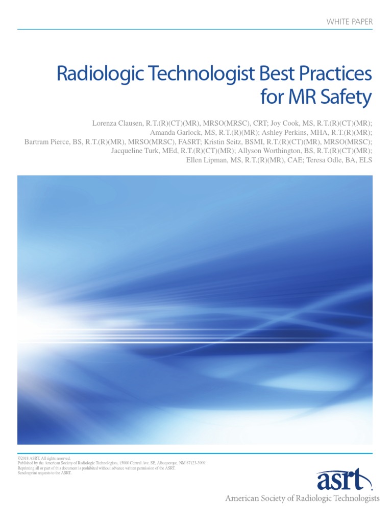 Asrt MR Best Practices | PDF | Magnetic Resonance Imaging | Medical Imaging