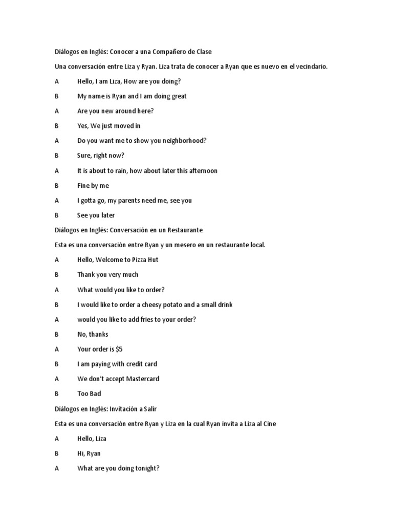 Diálogos en Inglés | PDF