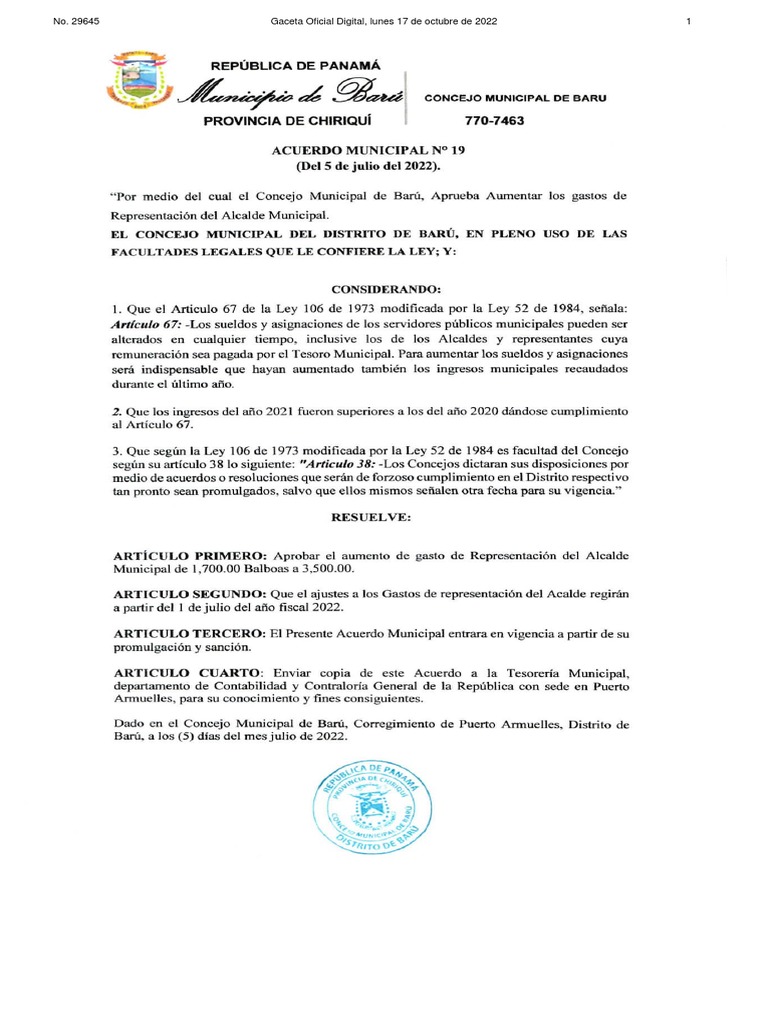 Gaceta Oficial No. 29645 - 17 Oct 2022 | PDF