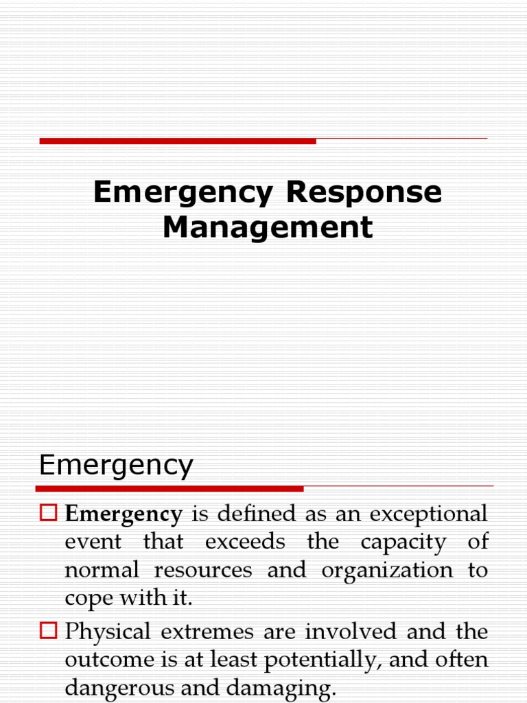 Emergency Response Management Overview | PDF | Hazards | Emergency