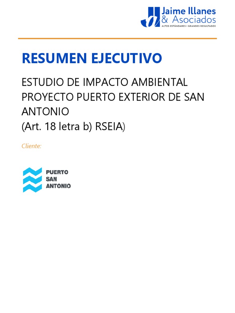 Resumen Ejecutivo - EIA - Puerto Gran Escala San Antonio | PDF | Evaluación de impacto ambiental ...