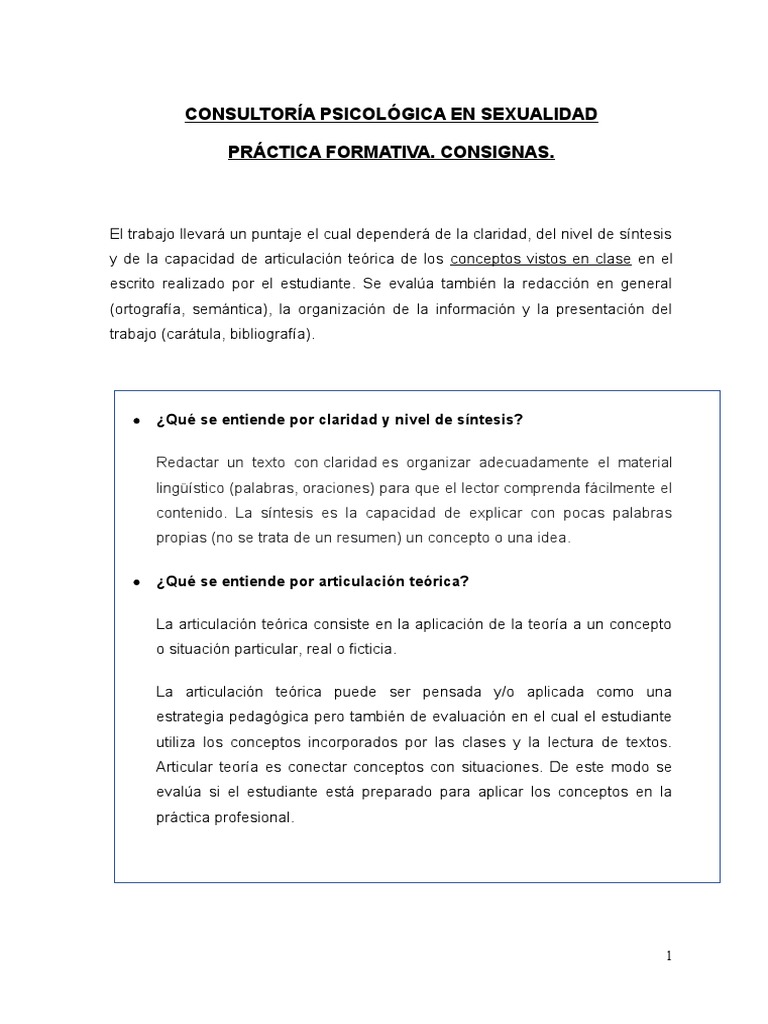 Counseling En Sexualidad Consignas Practica Formativa Descargar