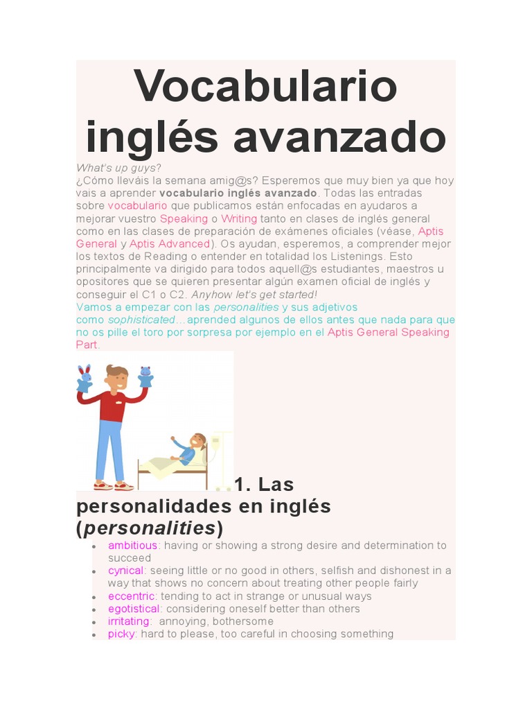 Vocabulario Inglés Avanzado | PDF
