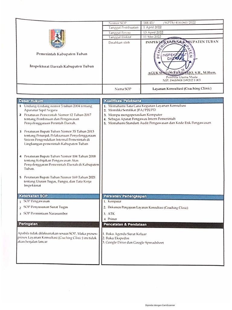 Sop Layanan Konsultasi (Coaching Clinic) | PDF