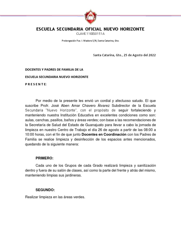 Campaña de Limpieza Escolar 2022 | PDF