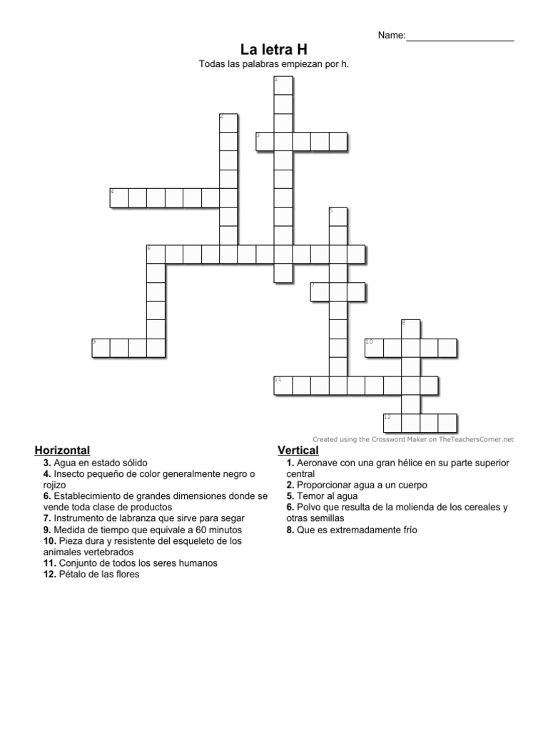 Crucigrama Letra H | PDF