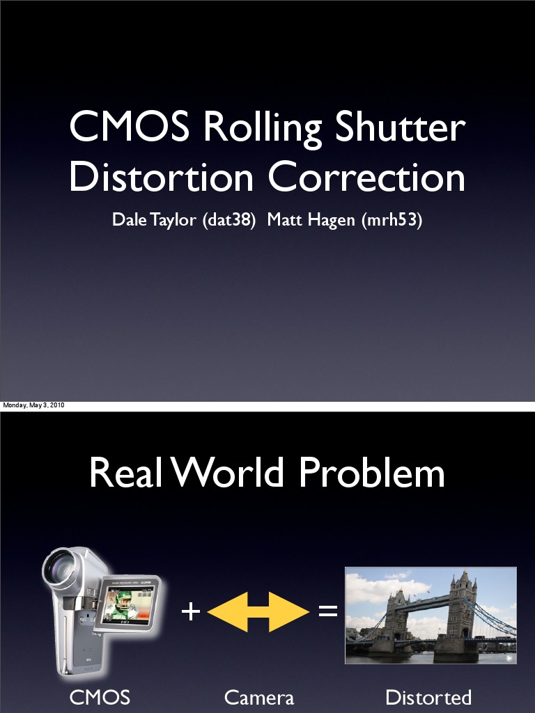 Correction of Rolling Shutter Distortion in CMOS Camera Video Through ...
