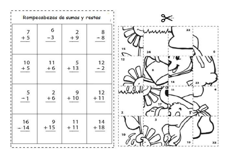 rompecabezas suma y restas | PDF