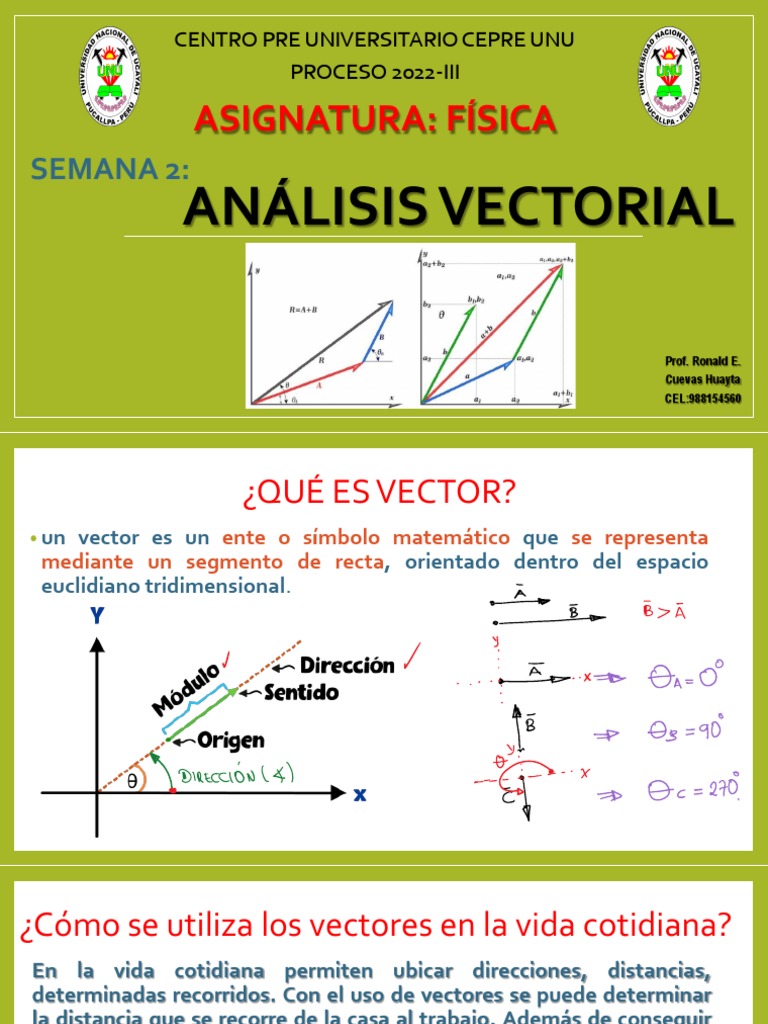 ANÁLISIS VECTORIAL - Aula 4 | PDF | Vector Euclidiano | Matemática Elemental