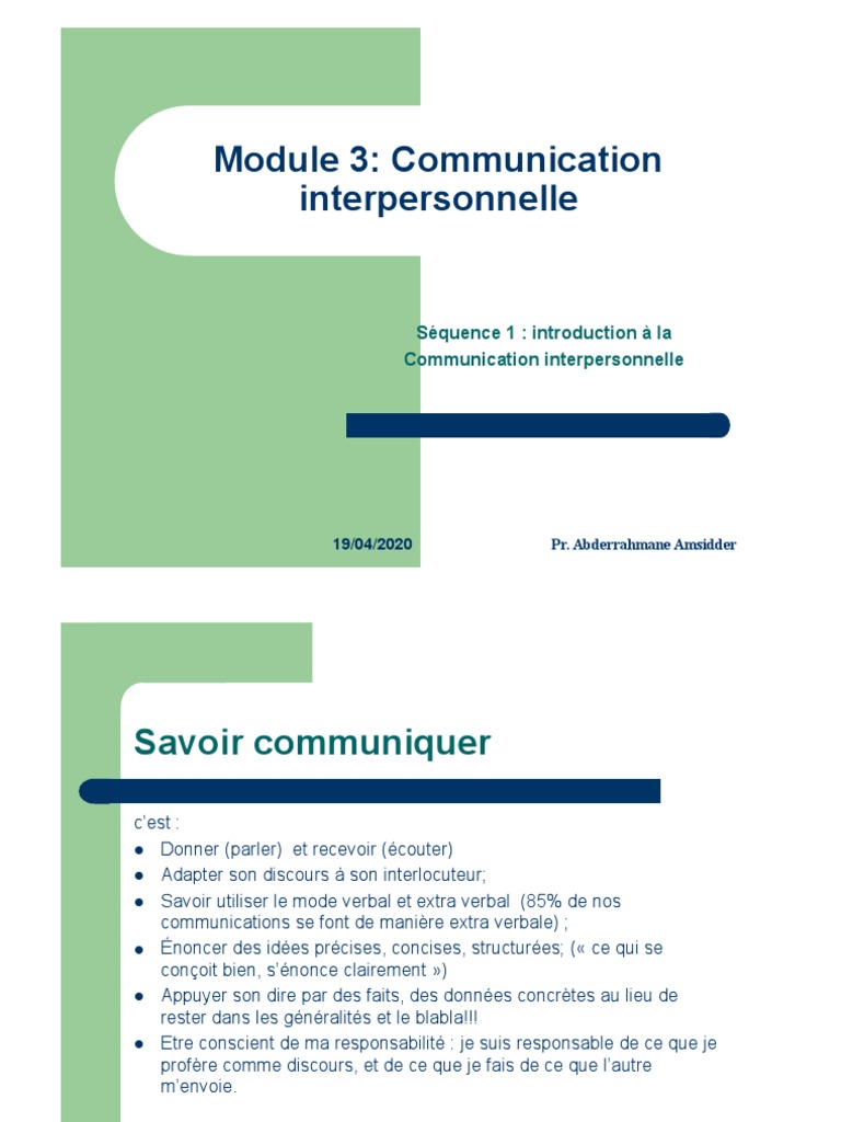 MODULE 3@Communication-interpersonnelle-S1-Pr - Amsidder | PDF | la ...